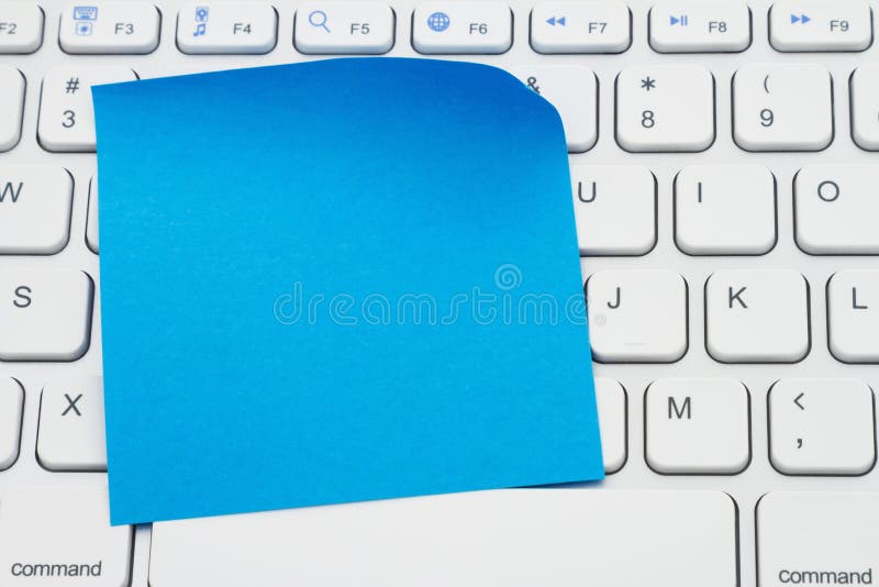 Blank Blue Sticky Note on a Profile Gray Computer Keyboard Stock Image ... Blank Blue Sticky Note on a Profile Gray Computer Keyboard Stock Image ...