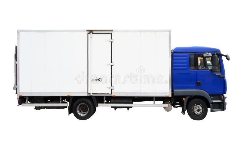 Blank Blue Truck Isolated on a White Background Stock Photo - Image of ...