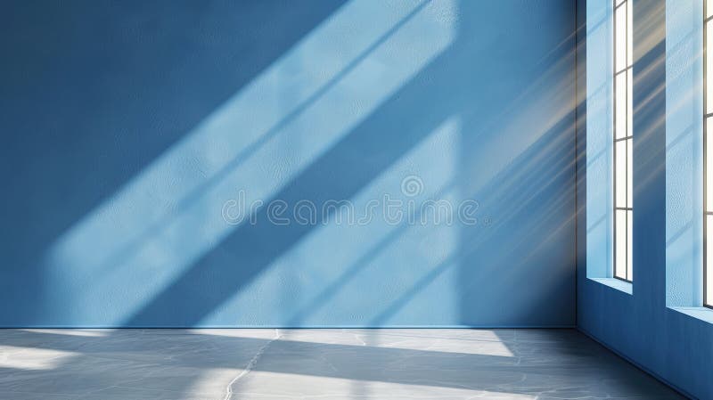 Blank Blue Wall Panel, Morning Sunlight, Homemade, Mockup. Generative ...