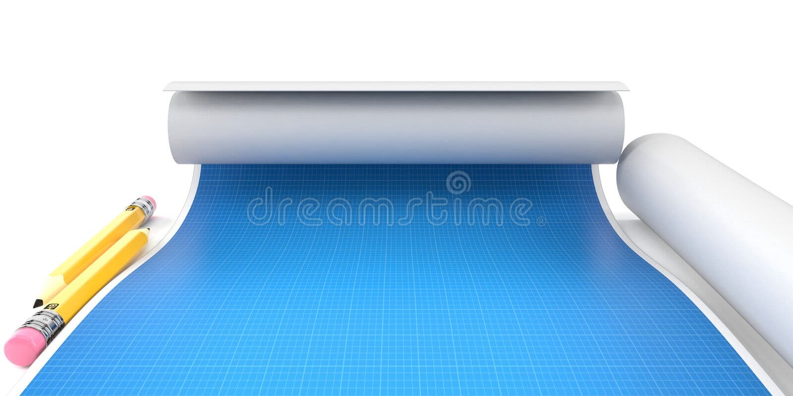 Blank Blueprint Roll of Paper Stock Illustration - Illustration of ...