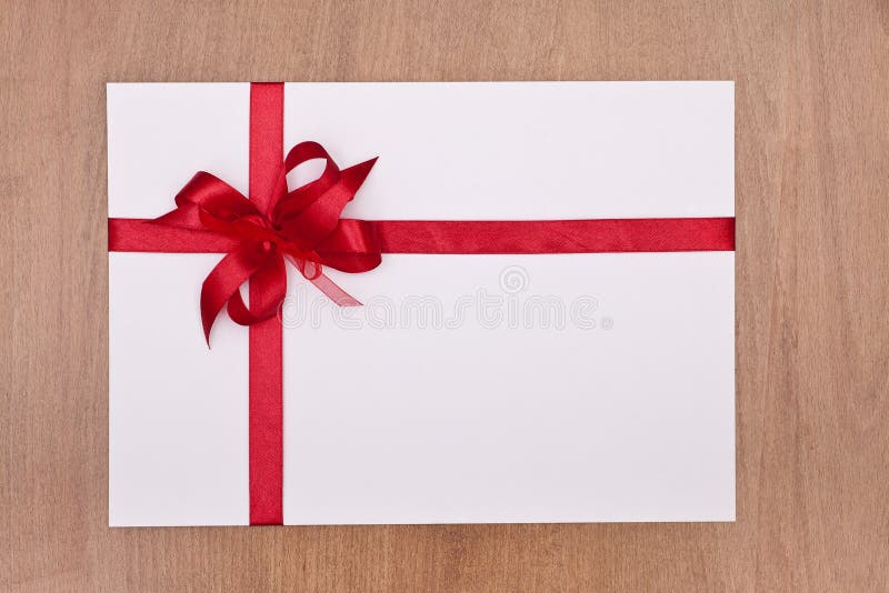 Blank Board with Red Ribbon Stock Photo - Image of abstract, plank ...