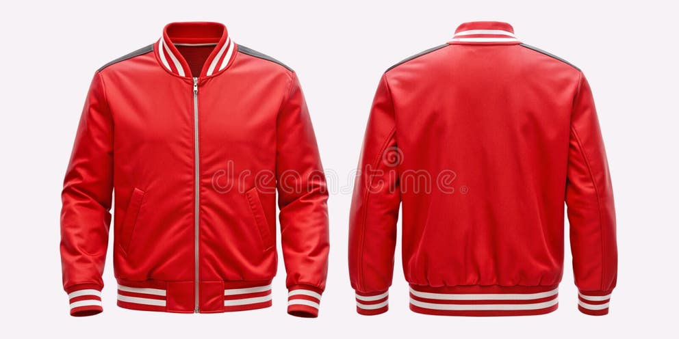 A Blank Bomber Blue Jacket with White Stripe To Mockup Design Stock ...
