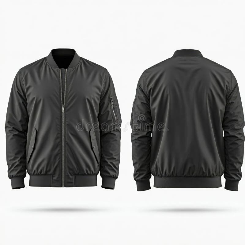 Blank Bomber Jacket Template: Front and Back View for Mockup Design ...