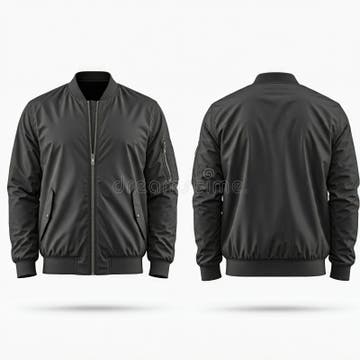 Blank Bomber Jacket Template: Front and Back View for Mockup Design ...