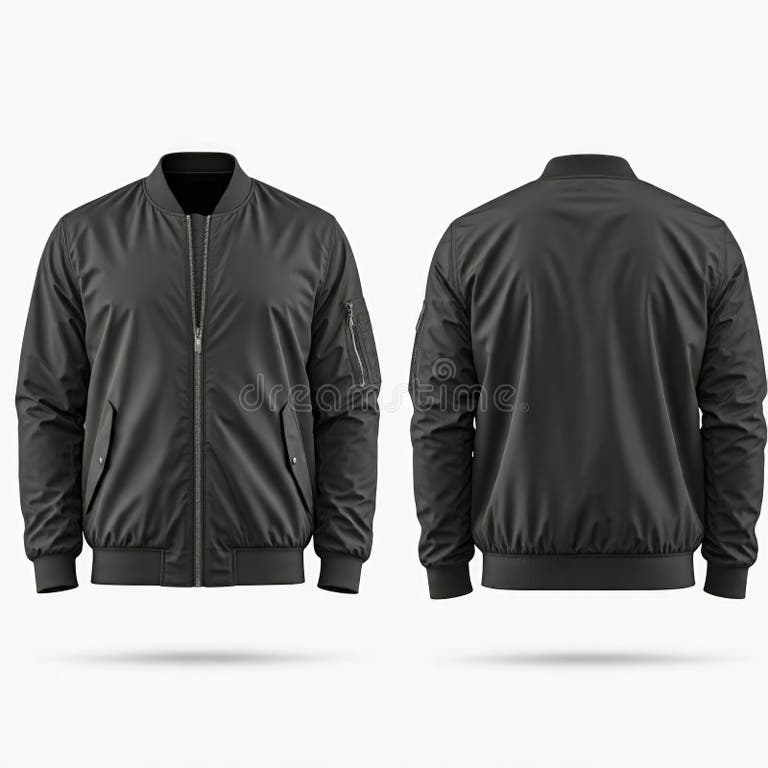 Blank Bomber Jacket Template: Front and Back View for Mockup Design ...
