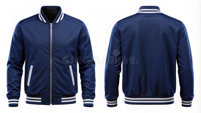 A Blank Bomber Navy Blue Jacket To Mockup Design Stock Illustration ...