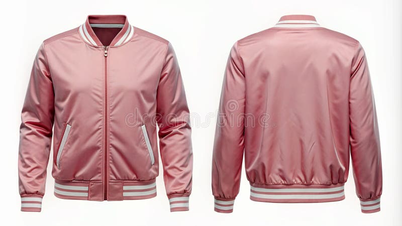 A Blank Bomber Pink Jacket To Mockup Design Stock Illustration ...