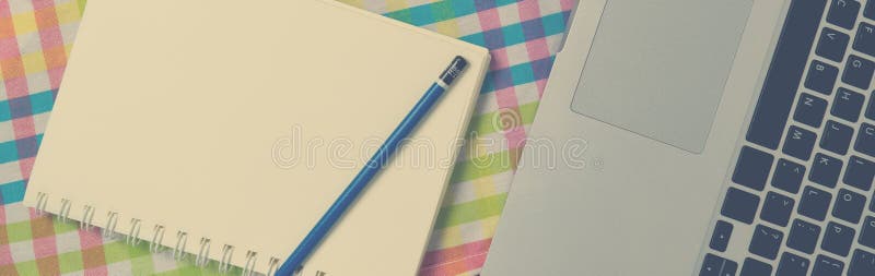 Blank Book with Computer for Blogger Writing Header. Stock Image ...