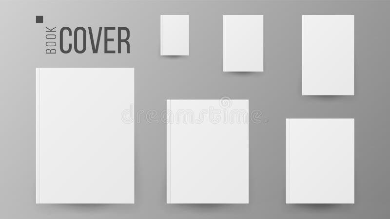 Blank Book Cover Set Vector. Realistic Illustration . Empty White Clean ...