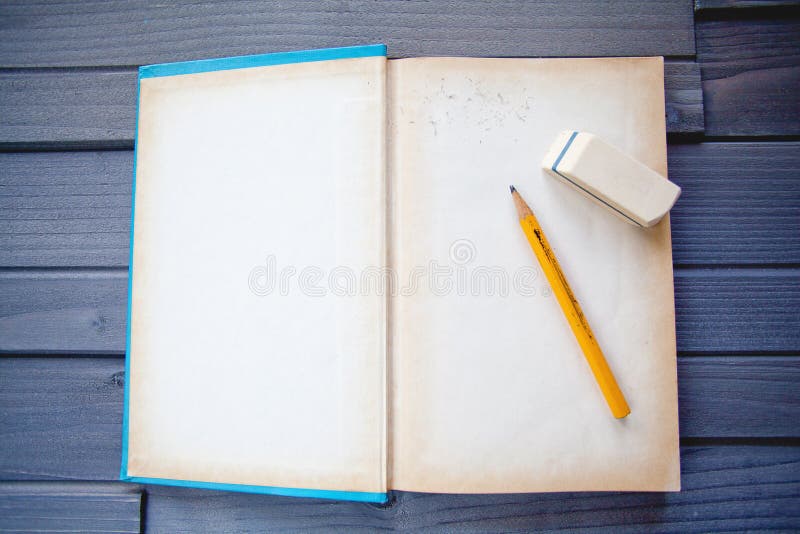 Blank Book or Diary Template with Pencil and Rubber Stock Photo - Image ...