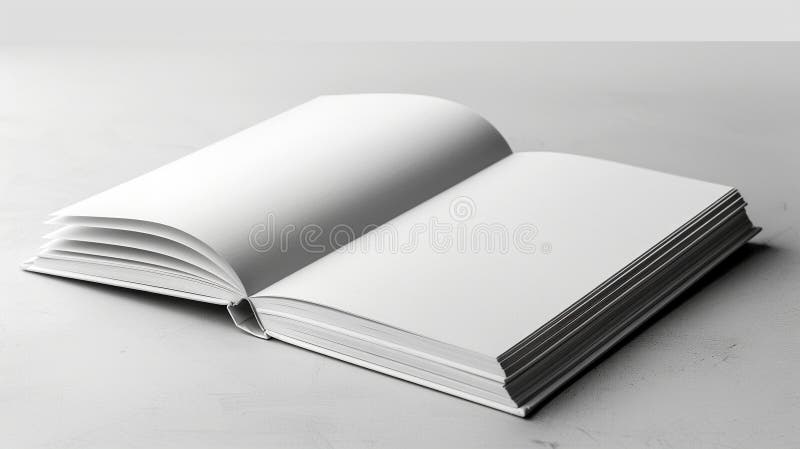 Open Book with Blank Pages on a Grey Surface Stock Illustration ...