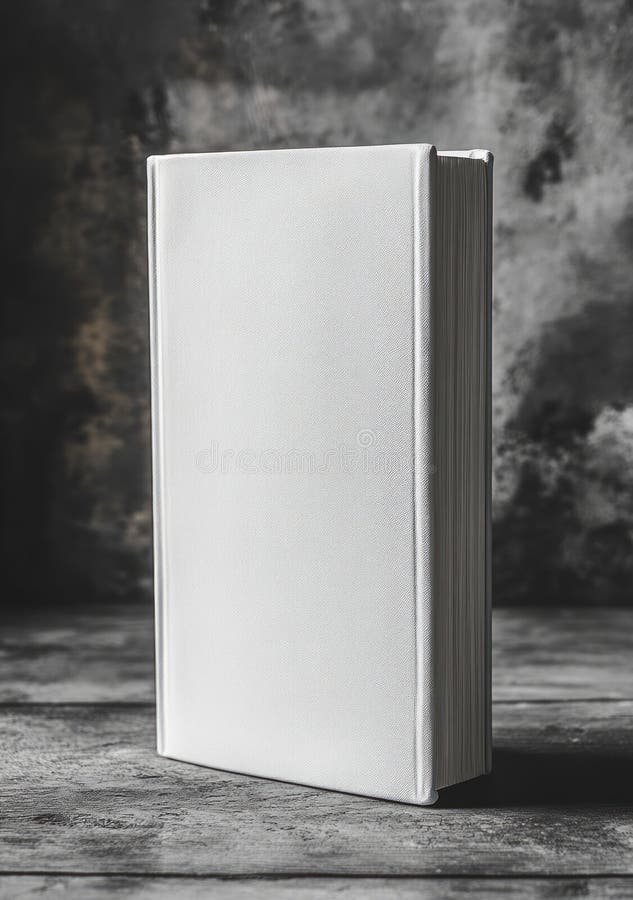 A Blank Book Stands Upright, Plain Cover, Against a Cloudy Background ...