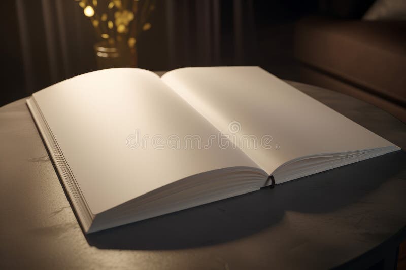 Blank Book Table. Generate Ai Stock Illustration - Illustration of face ...