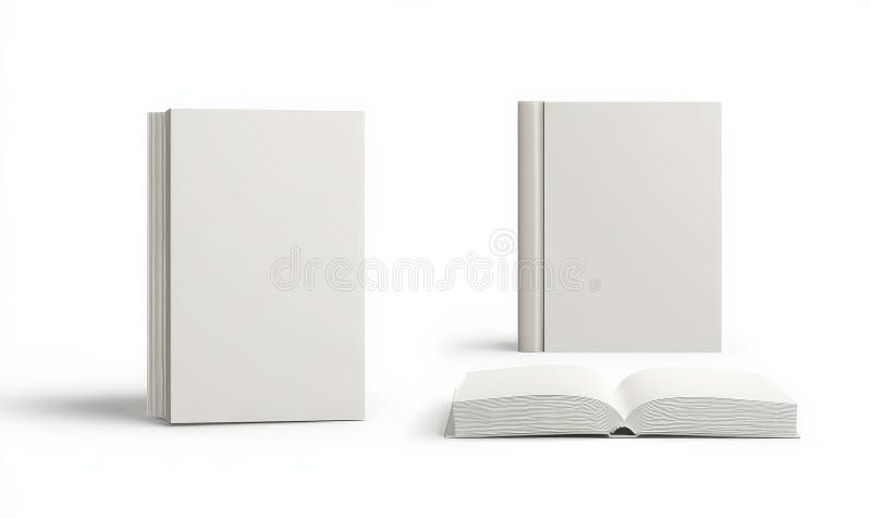 Blank Book Template, Front and Back Views, on a White Background Stock ...