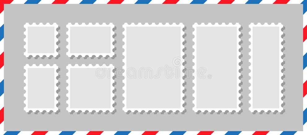 Blank Borders of Post Stamps. Set of of Postage Frames Stock Vector ...