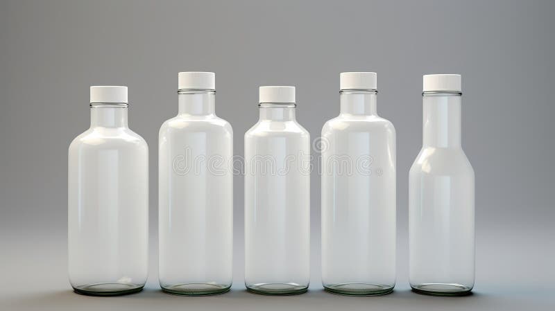 Blank Bottle Container, Bio Science Mock Up. Set of White Bottles with ...