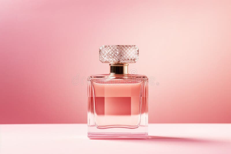 Blank Bottle of Luxury Perfume in Pink Soft Pastel Color Stock Photo ...