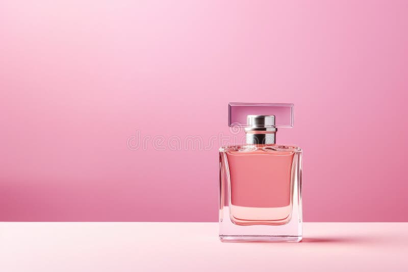Blank Bottle of Luxury Perfume in Pink Soft Pastel Color Stock Image ...