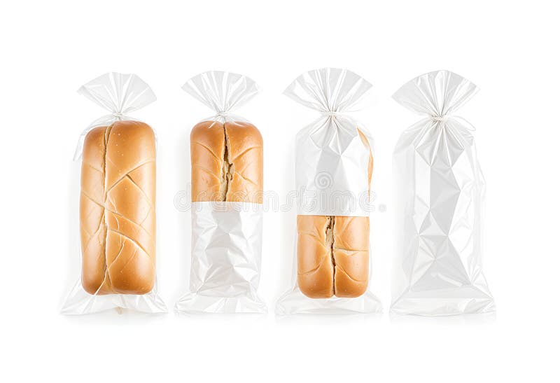 Blank Bread in White Transparent Cellophane Pack Mockup, No Gravity ...