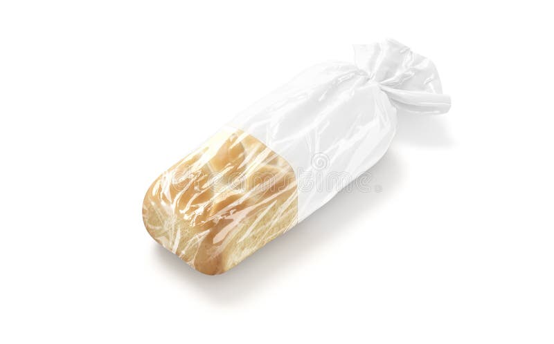 Blank Bread in White Transparent Cellophane Pack Mockup, Side View ...