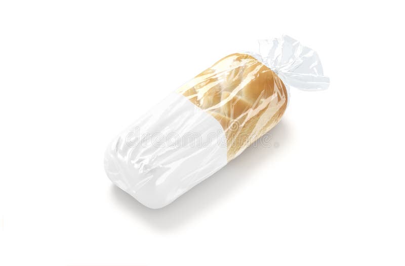 Blank Bread in White Transparent Cellophane Pack Mockup, Side View ...