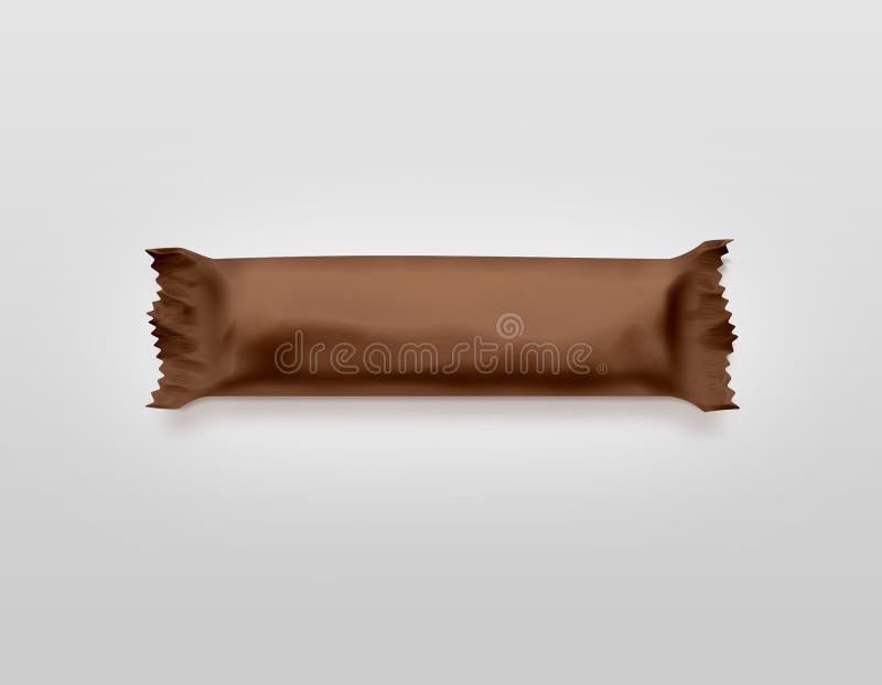 Blank Brown Candy Bar Plastic Wrap Mockup Isolated. Stock Image - Image ...