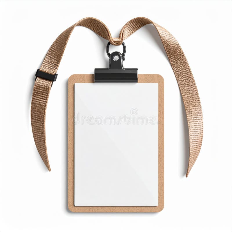 Blank Brown Cardboard Badge with Beige Lanyard Stock Illustration ...