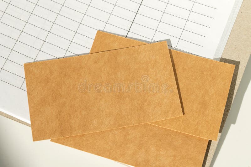 Blank Brown Cards on Open Spreadsheet Indoors Stock Image - Image of ...