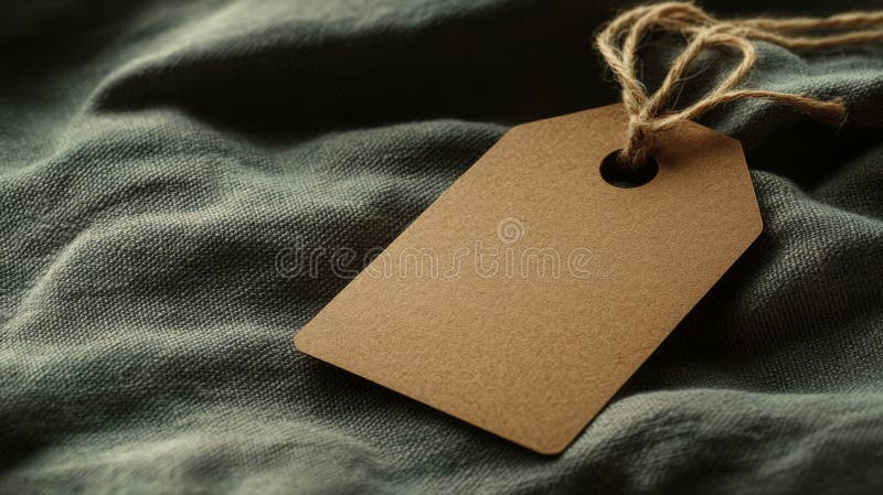 Blank Brown Kraft Tag on Dark Green Fabric Stock Illustration ...