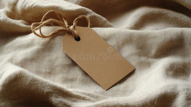 Blank Brown Tag on Beige Fabric Texture Stock Illustration ...