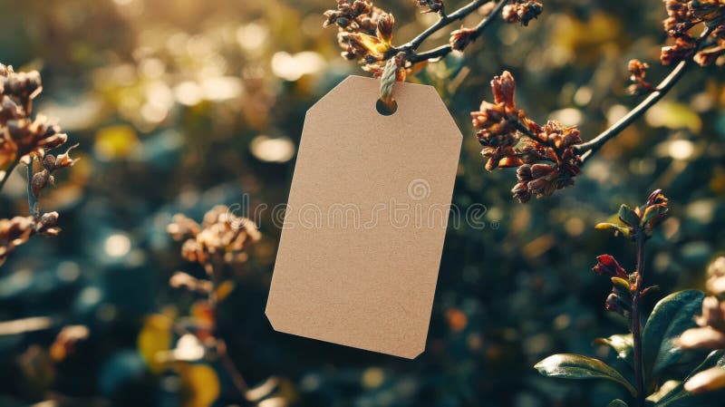 Blank Brown Tag Hanging on a Branch Stock Illustration - Illustration ...
