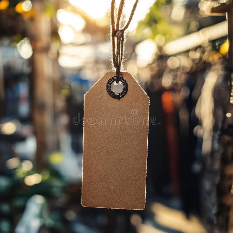 Blank Brown Tag Hanging with String Stock Illustration - Illustration ...