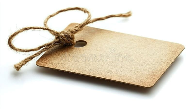 Blank Brown Tag Tied with Twine, Isolated on White Stock Illustration ...