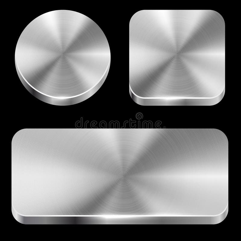 Blank Brushed Metal Buttons Stock Vector - Illustration of aluminum ...