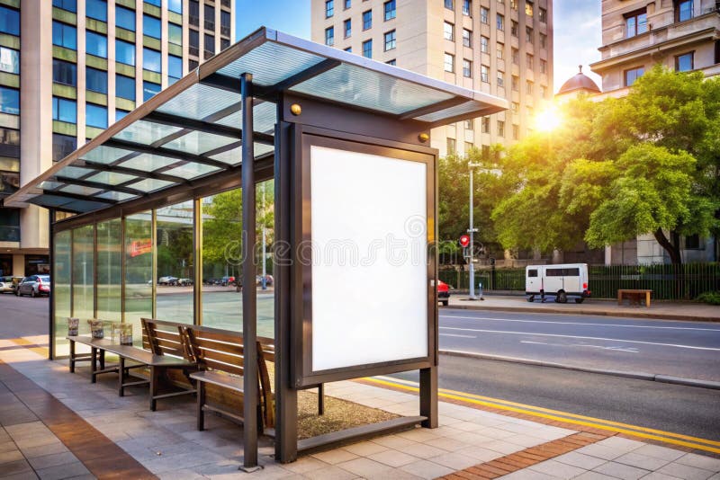Blank Bus Shelter Ad Panel and Billboard Display Stock Illustration ...