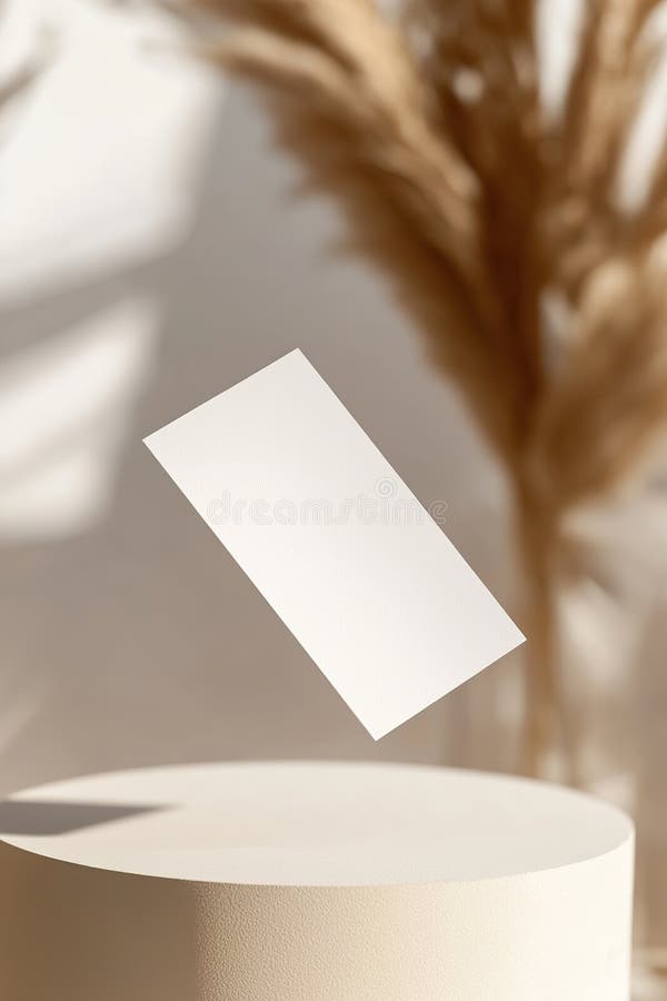 A Blank Business Card Hovers Silently, Casting a Soft Shadow Below it ...