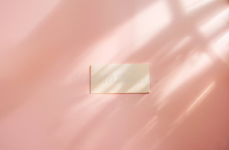 Blank Business Card on Pink Background with Shadow Overlay. Flat Lay ...