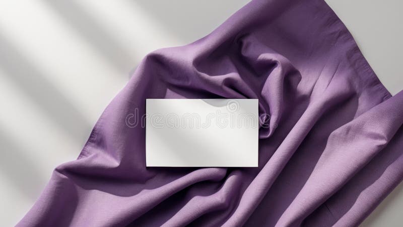 Blank Business Card on Purple Fabric - Design Template Stock Photo ...