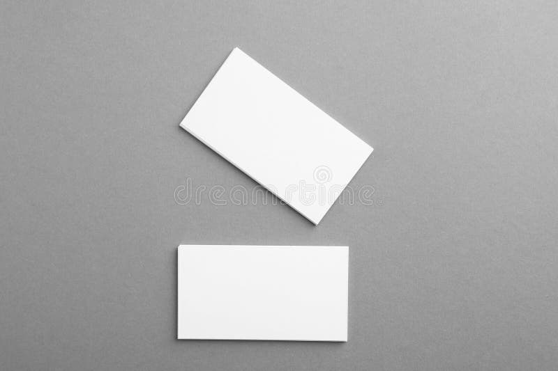 Blank Business Cards on Grey Background, Top View. Mockup for Design ...