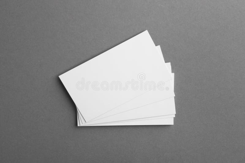 Blank Business Cards on Grey Background, Top View. Mockup for Design ...