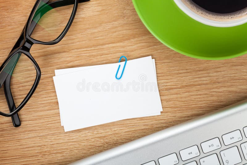 Blank Business Cards Over Office Table Stock Image - Image of office ...