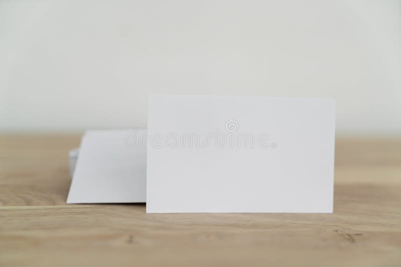 Blank Business Cards on Wooden Surface Stock Photo - Image of wood ...