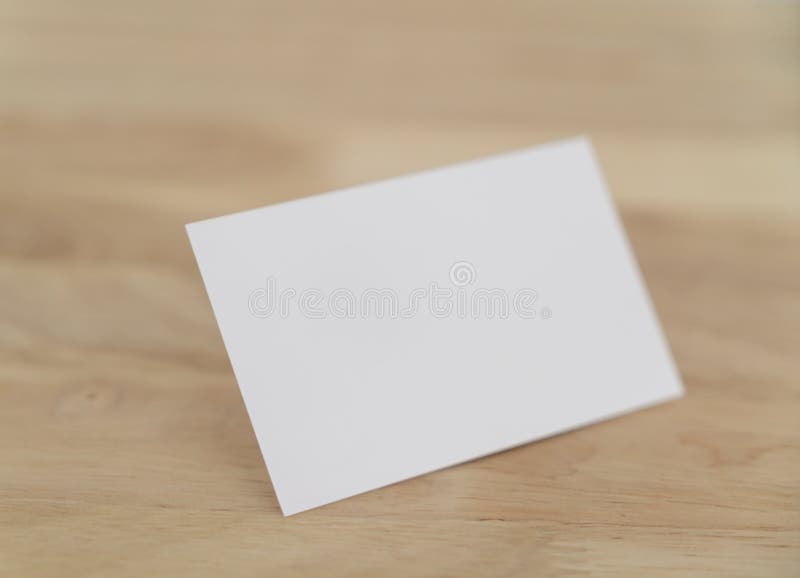 Blank Business Cards on Wooden Surface Stock Image - Image of cardboard ...