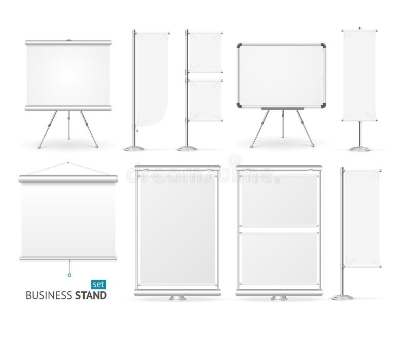 Blank Trade Stand Displays and Billboards Isolated on White Vector ...