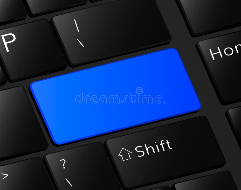 Blank Button on Keyboard Empty Blue Button Frame Stock Vector ...