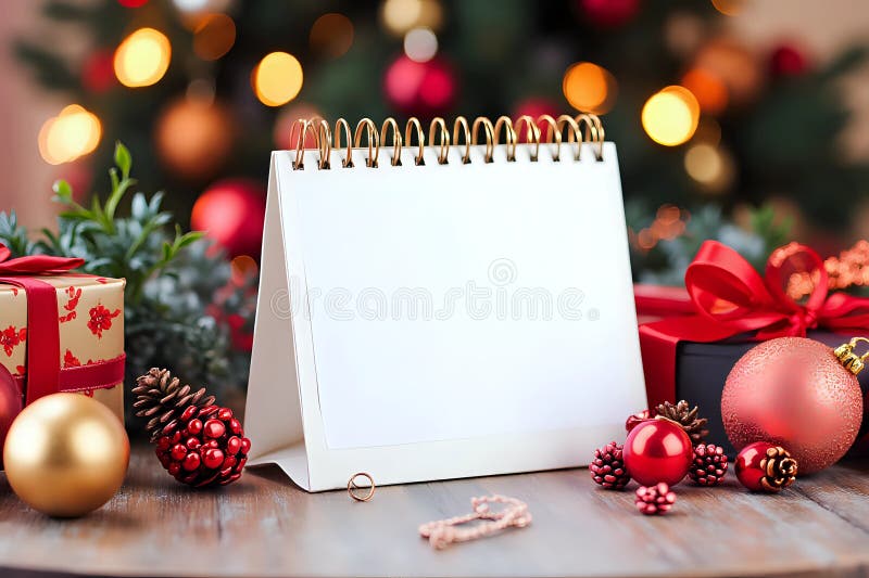 Blank Calendar and Christmas Gifts on Table Stock Image - Image of ...
