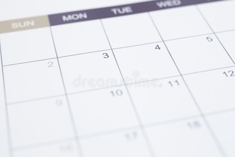 Blank Calendar Page Business Management with Timetable. Stock Image ...