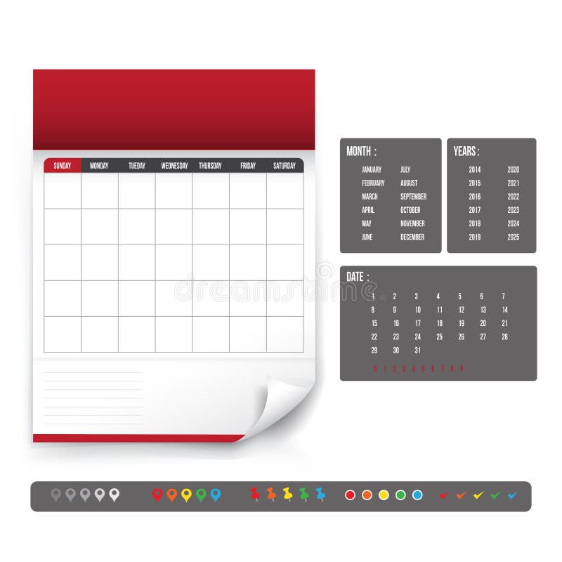 Blank Calendar for Planning Template Stock Vector - Illustration of ...