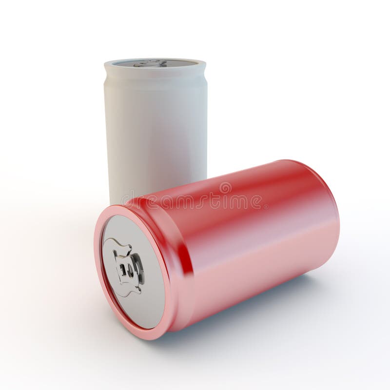 2 Blank Cans Side View on a White Background Stock Image - Image of ...