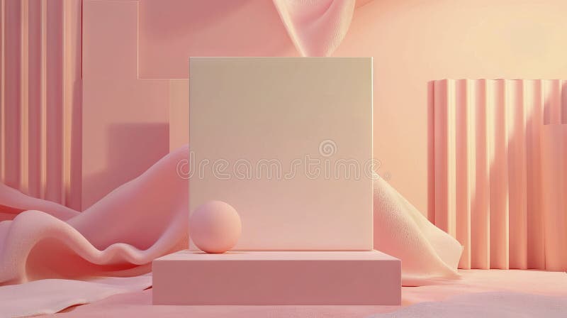 A Blank Canvas is Depicted in 3D with a Neon Peach-colored Light ...